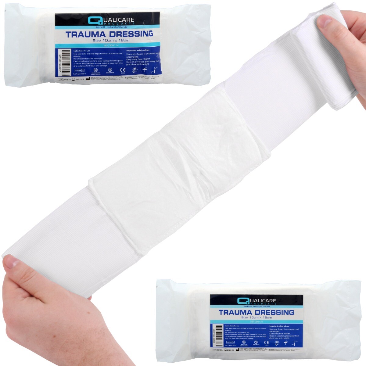 STERILE TRAUMA DRESSINGS Emergency First Aid FFD Field Blood Clot Wrap ...