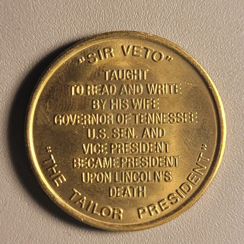 Vintage Andrew Johnson Token - 17th President - Sir Veto | eBay