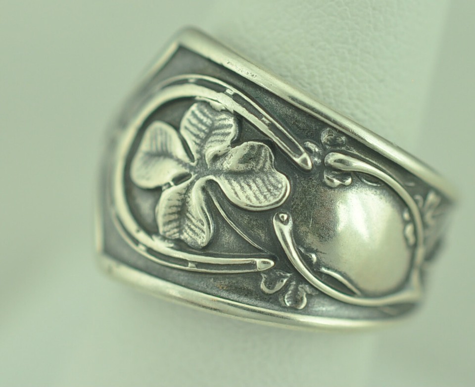 925 Sterling Silver Four-Leaf Clover Shamrock Good luck Adjustable ...