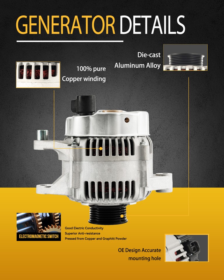 For Chevy One 1 Wire 105 Amp Delco 10Si Self-Exciting Alternator High ...