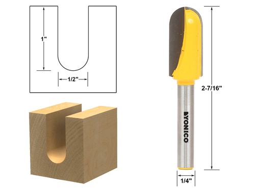 1/4" Radius Long Reach Core Box Long Reach Router Bit - 1/4" Shank ...