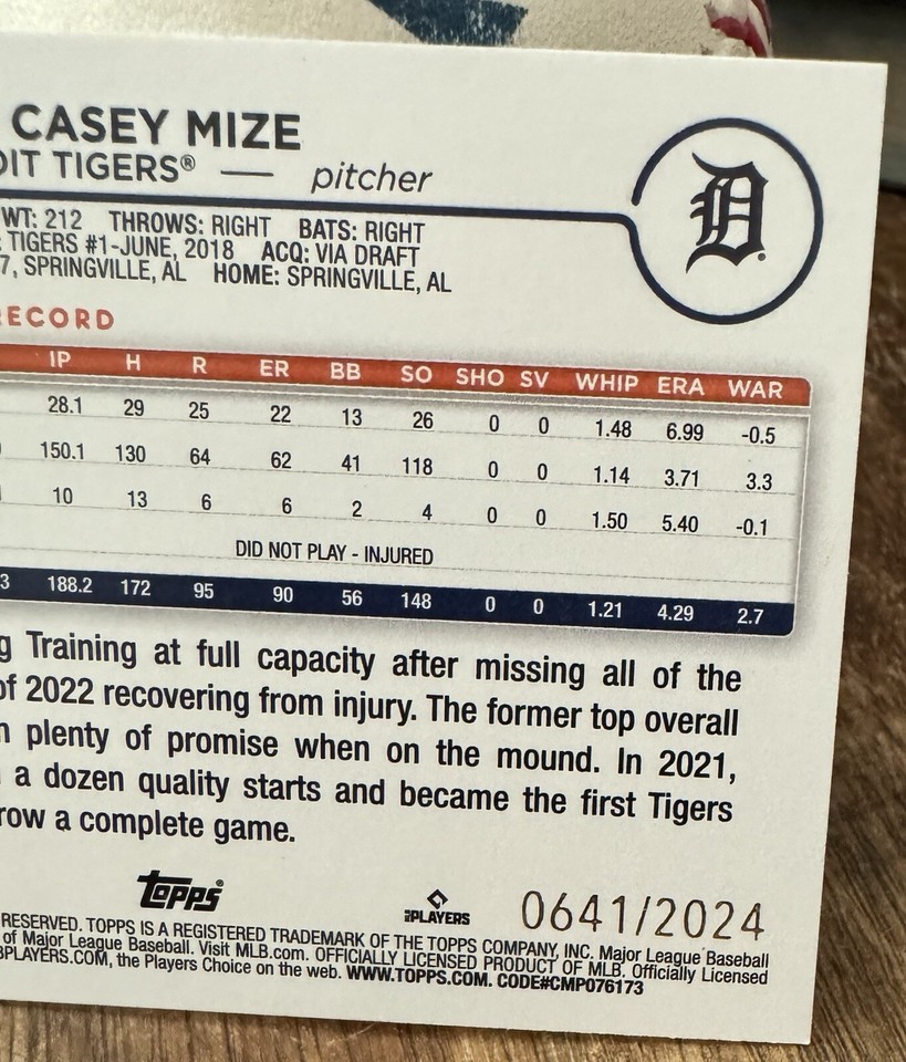 2024 Topps Series 2 - Gold #694 Casey Mize #641/2024. Detroit Tigers | eBay