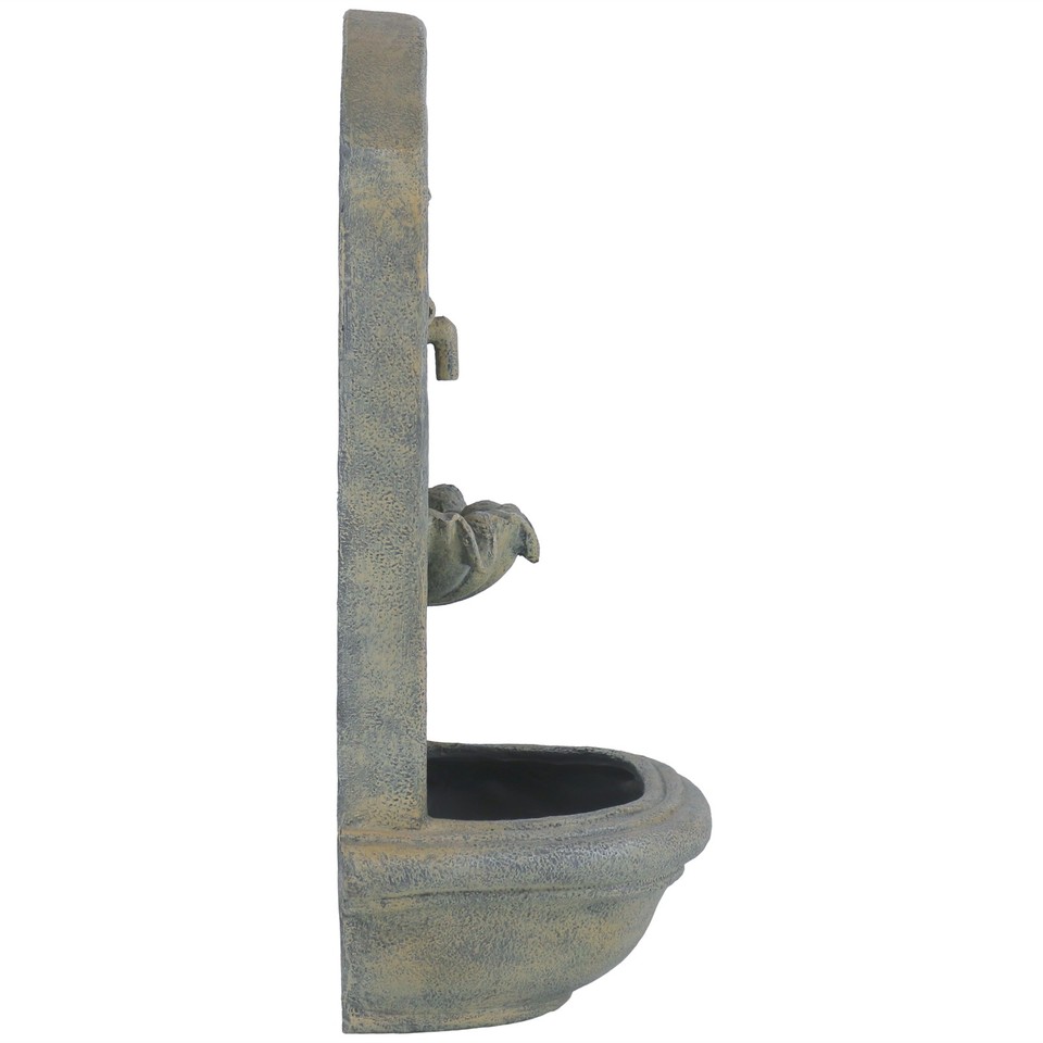 Seaside Polystone Outdoor Wall Fountain - French Limestone by Sunnydaze ...