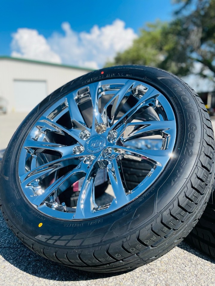 22" Chrome GMC Sierra Yukon Denali Wheels Rims Tires Chevy Silverado ...