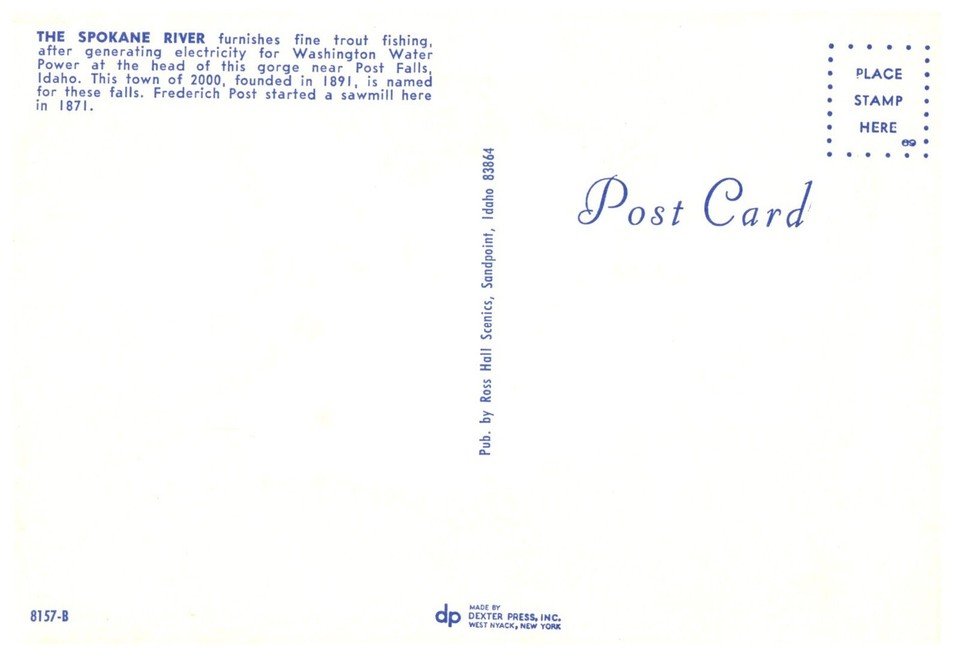 POSTCARD Vintage Spokane River at Post Falls, WA 70's | eBay