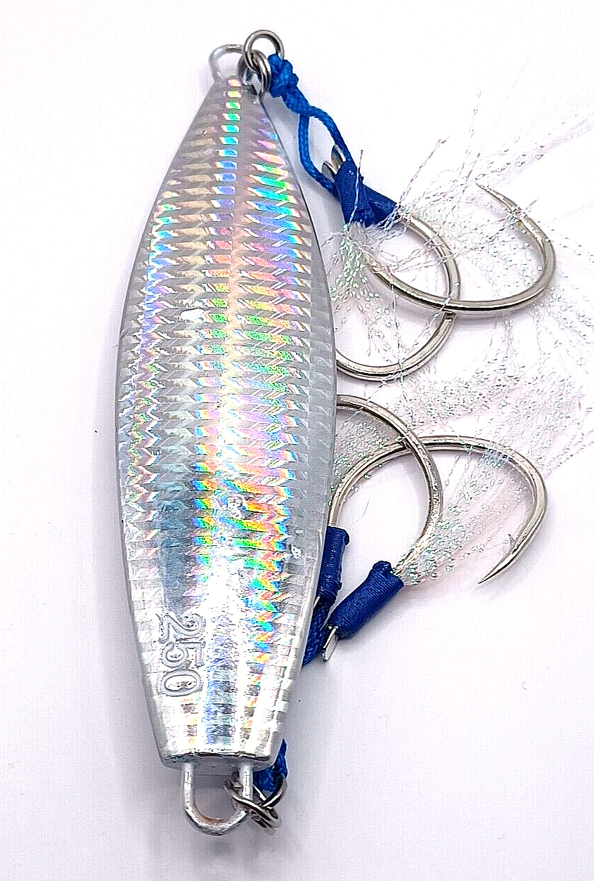 The Original Slow Pitch Jig Lure Silver Iridescent 250g White Glows ...
