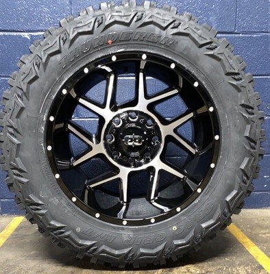 20x10 Vision Sliver Black Wheels Rims 35" MT Tires 8x6.5 GMC Sierra ...