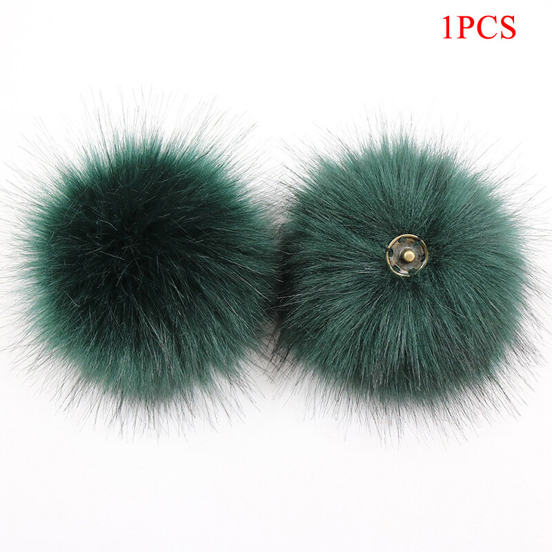 Fluffy Faux Fox Fur Pompom 8cm Pom Poms Ball with Dark Buckle DIY for ...