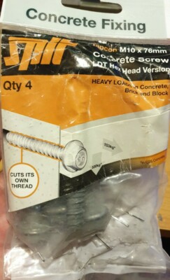 Spit Concrete Fixing Concrete Screw LDT Hex Head Heavy Load M10 x 76mm ...
