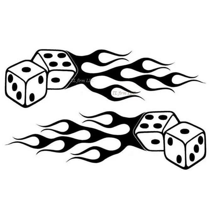 Flaming Dice Drawings