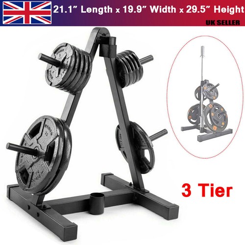 1" Standard Weight Plate Rack Tree Storage Holder Barbell Disc Stand ...