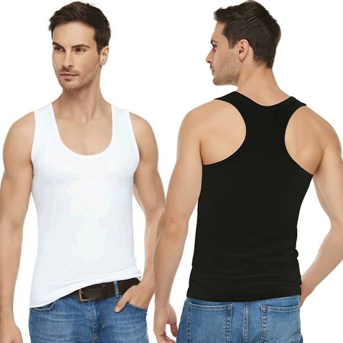 Men Vests Racer Back Stretchy COTTON Tops Casual Racerback Soft ...