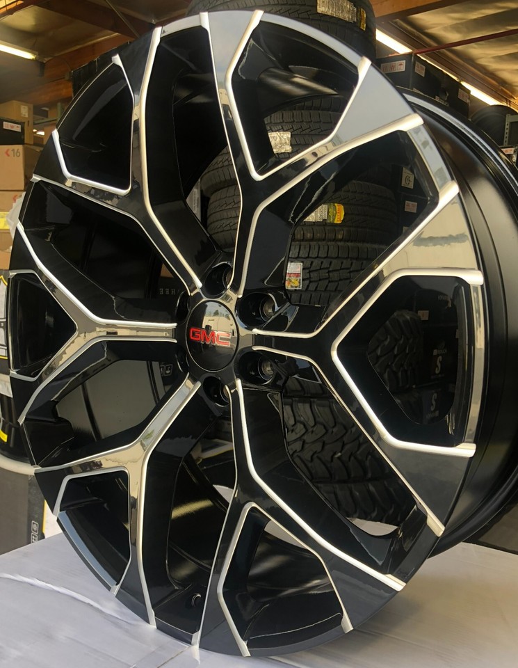26" inch Snowflake Black Milled 2 Wheels 33" RT Tires | Yukon Sierra ...