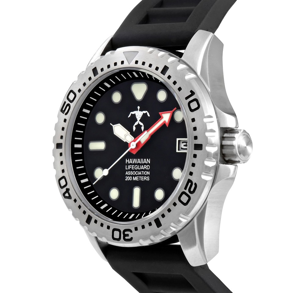 Hawaiian Lifeguard Association Dive Watches, Black Dial, Black Strap ...