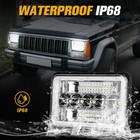 Pair 4X6'' LED Headlights Combo Lamp Work Driving Fog Lights + Mounting ...