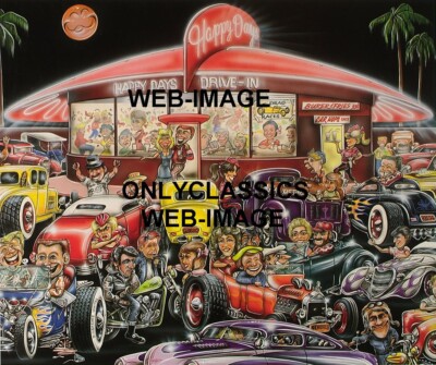HAPPY DAYS HOT ROD DRIVE-IN 12X15 POSTER GREAT CARS TRUCKS AUTOMOBILIA ...