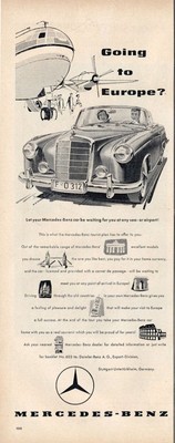 1957 Mercedes Benz PRINT AD Convertible and Jet Great detailed Fun to ...