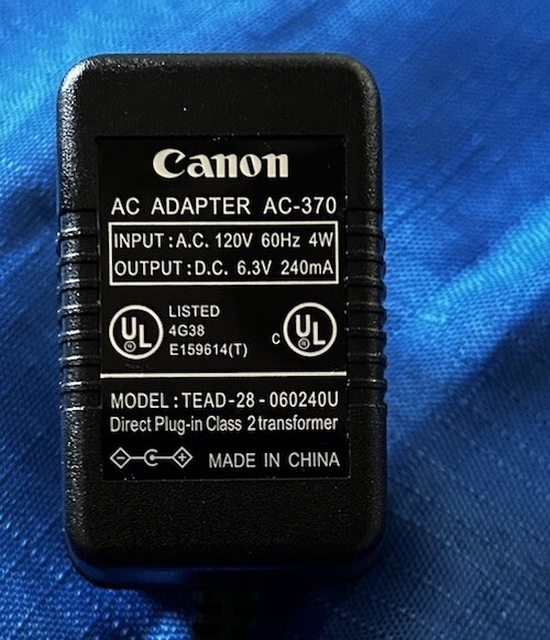 Canon AC Adapter AC 370 6.3 Volts DC 240 Milliamps | eBay