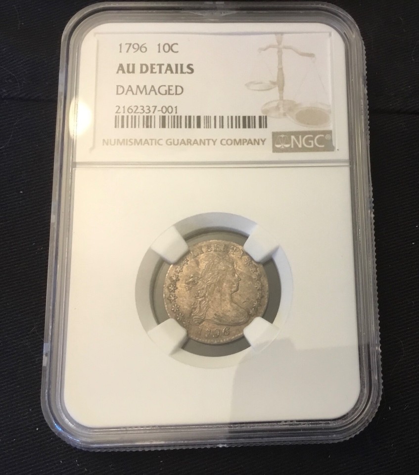 Excellent 1796 Draped Bust Dime—First Year Dimes were Minted—NGC AU ...