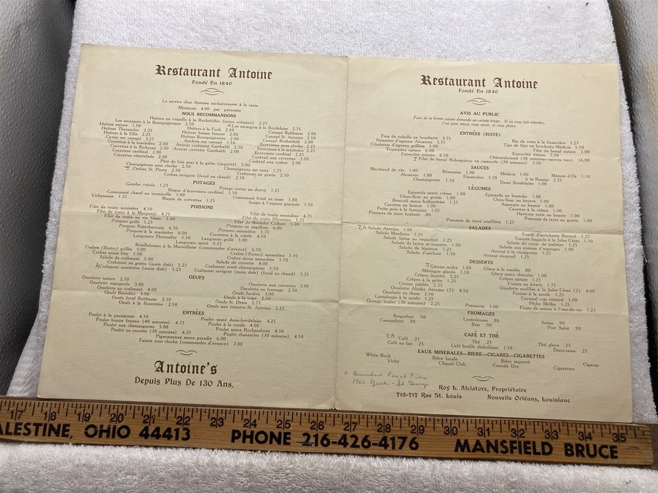 1960s 1970s Restaurant Antoine Menu New Orleans Louisiana LA Vtg | eBay