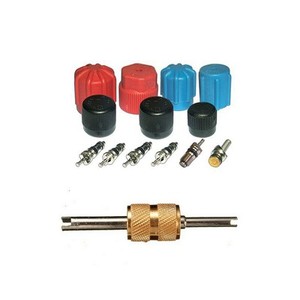 AC System Cap & Valve Service Kit + Schrader Valve Core Remover ...