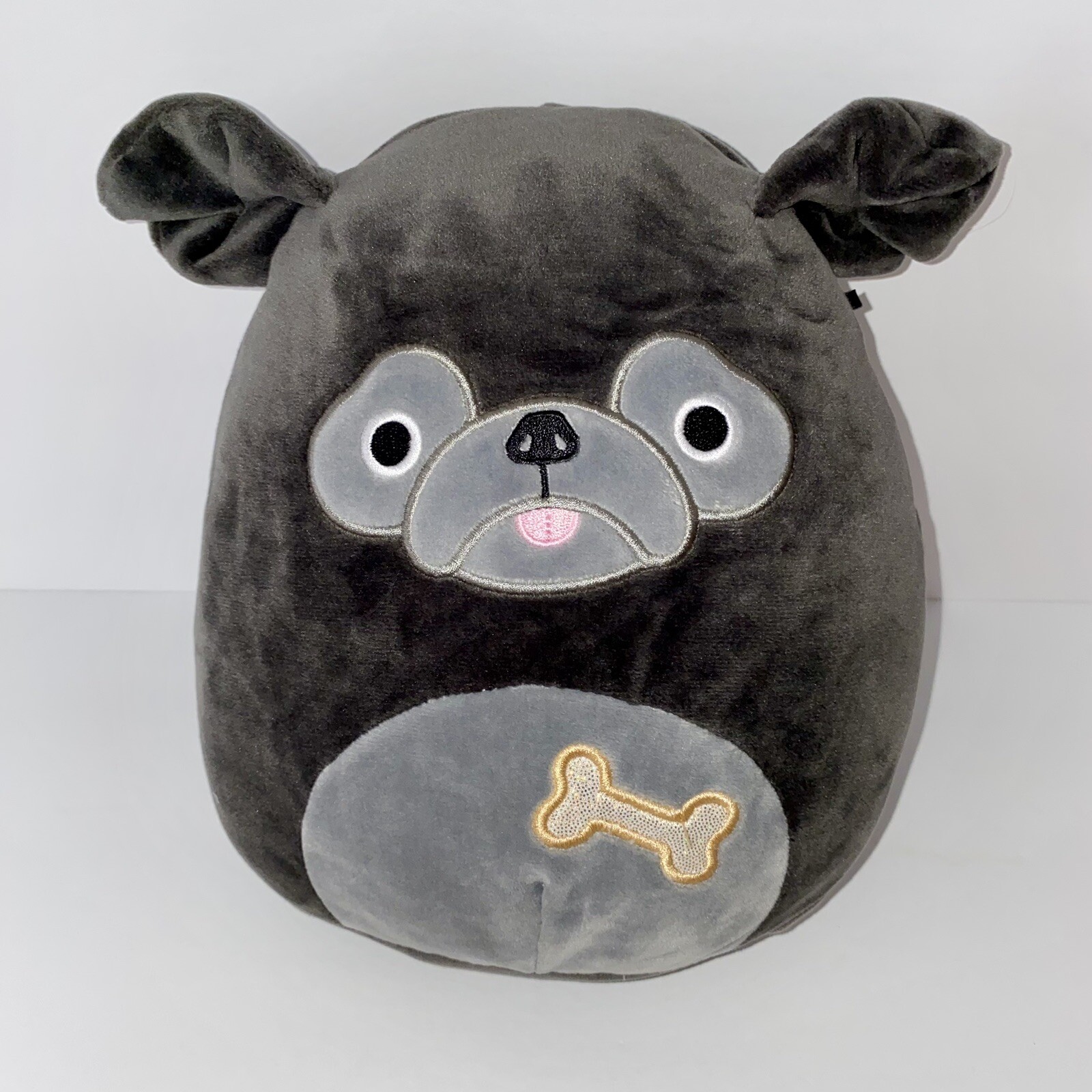 Original Squishmallows Bongo Pug 8” Squishy Plush Black Gray Puppy Dog ...
