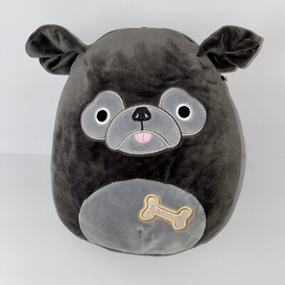 Original Squishmallows Bongo Pug 8” Squishy Plush Black Gray Puppy Dog ...