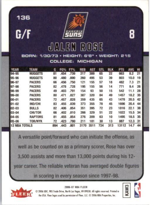 2006-07 Fleer #136 Jalen Rose | eBay