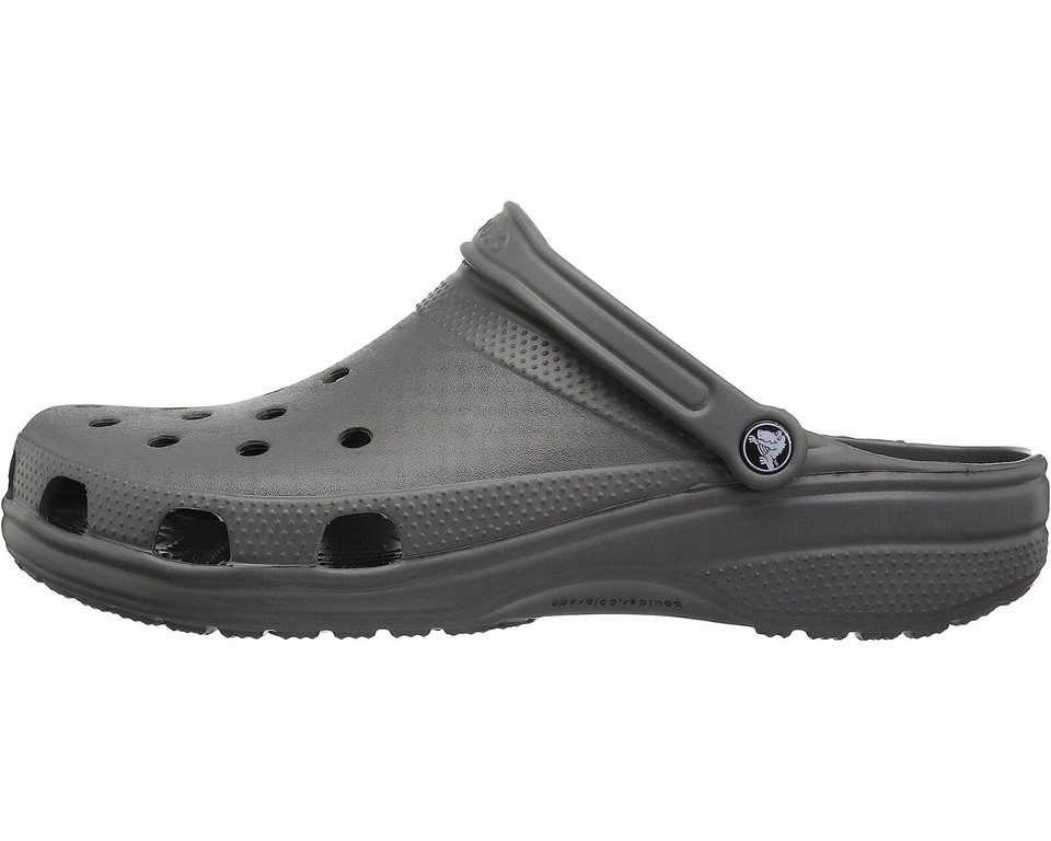 NEW MEN WOMEN CROCS CLASSIC SANDAL SLATE GREY ROOMY FIT RUBBER UPPER ...