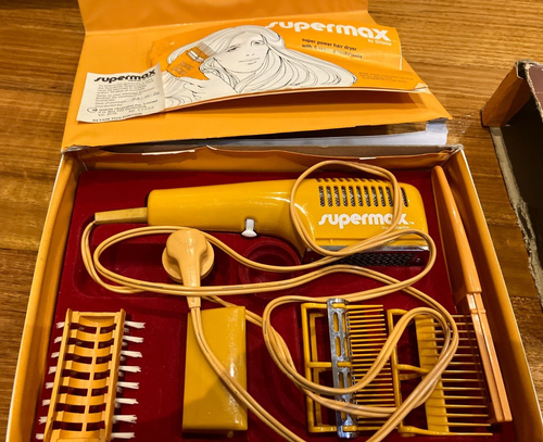 Boxed Vintage Retro 1976 Gillette Supermax Hairdryer & Accessories ...