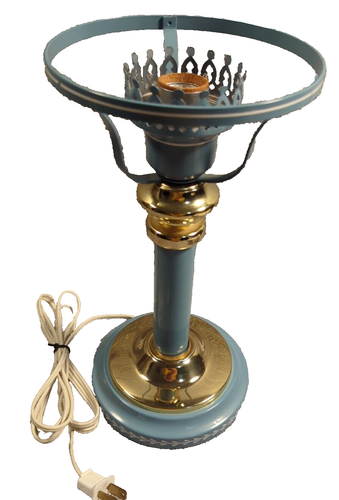 Brass On Blue Lamp Unbranded W/Underwriters Lab Sticker No Globe ...