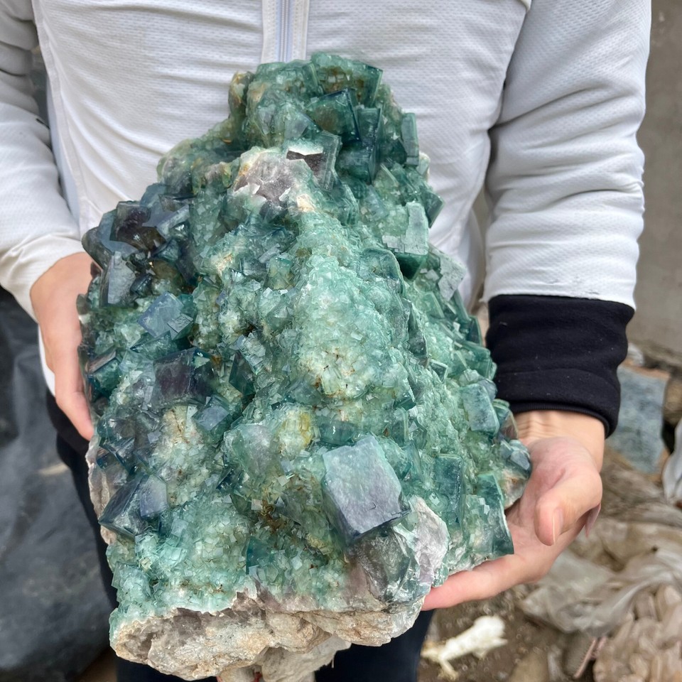 46lb Large Natural green cubic fluorite quartz crystal cluster mineral ...