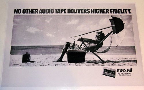 Maxell Tape "Beach Boombox Blown Away" Poster 1988- 19" x 13" Cassette ...
