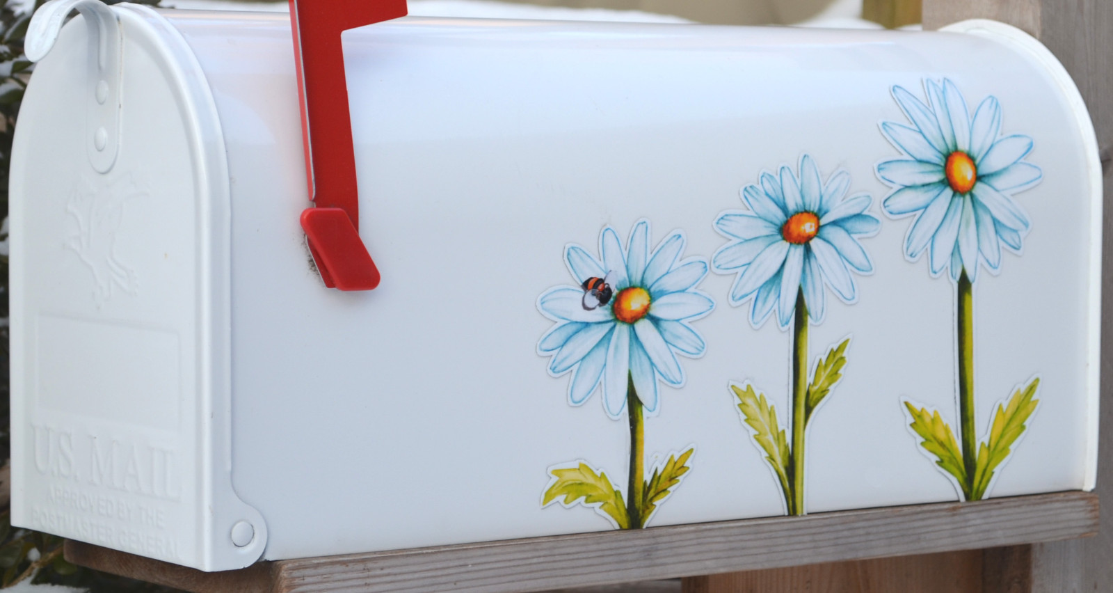 Mailbox Magnet Partial Cover Daisy Trio Address Nbrs for White Mail Box ...