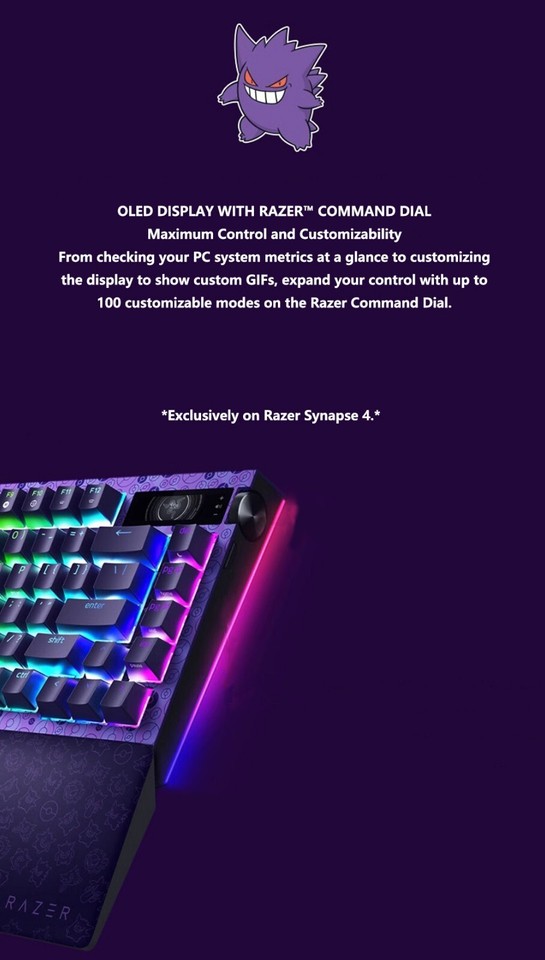 Razer x Pokémon Gengar Wireless Mechanical Keyboard RGB Backlit With ...