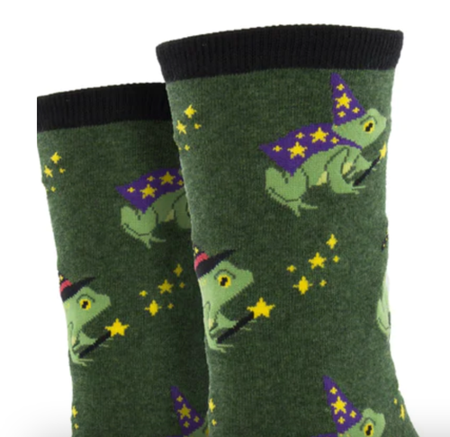Freaky Frogs Wizard Socks Cotton Crew Shoe Size 6-12 Frog Favorite | eBay