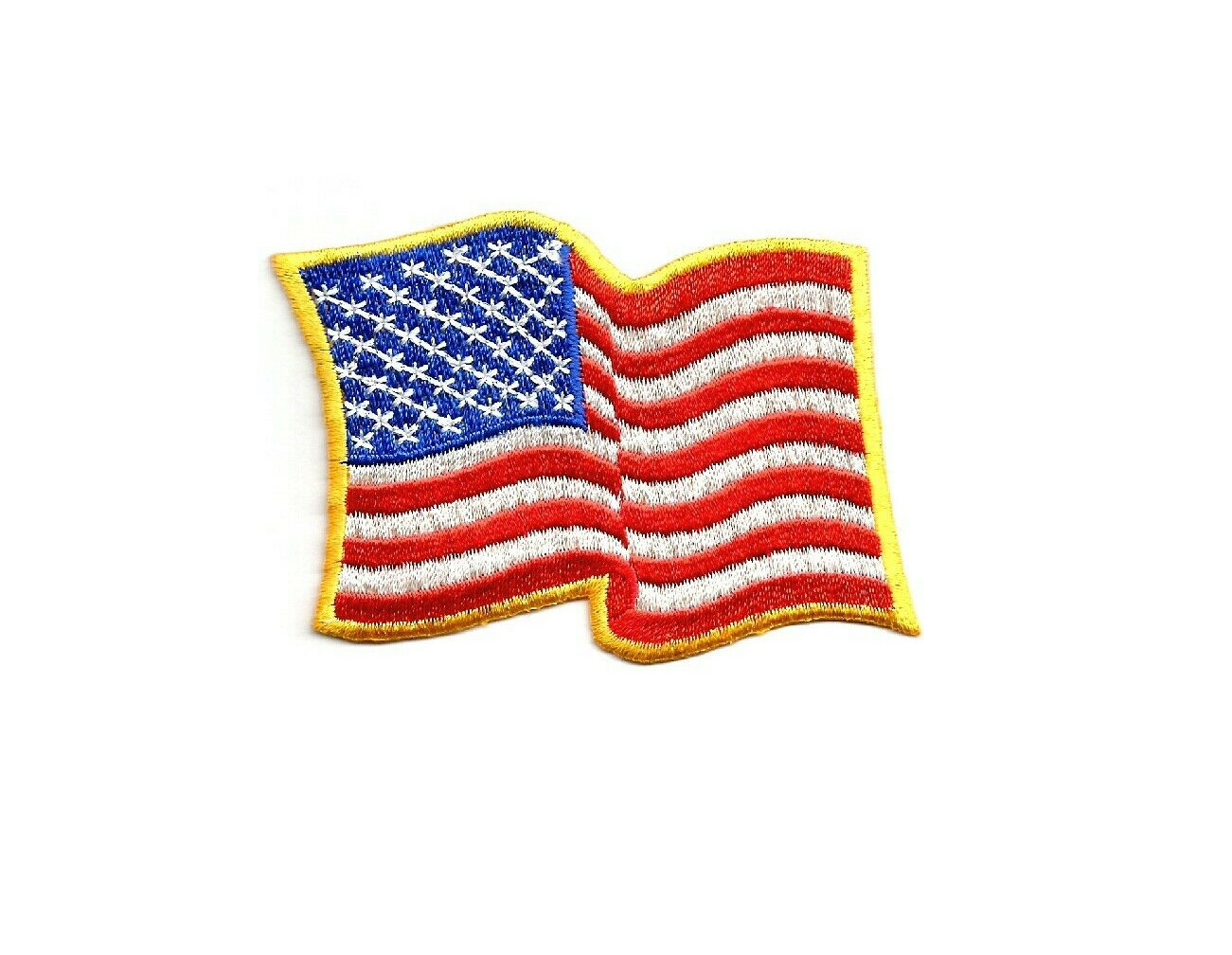 Flag - American Waving Flag - Yellow Gold Edge - Embroidered Iron On ...