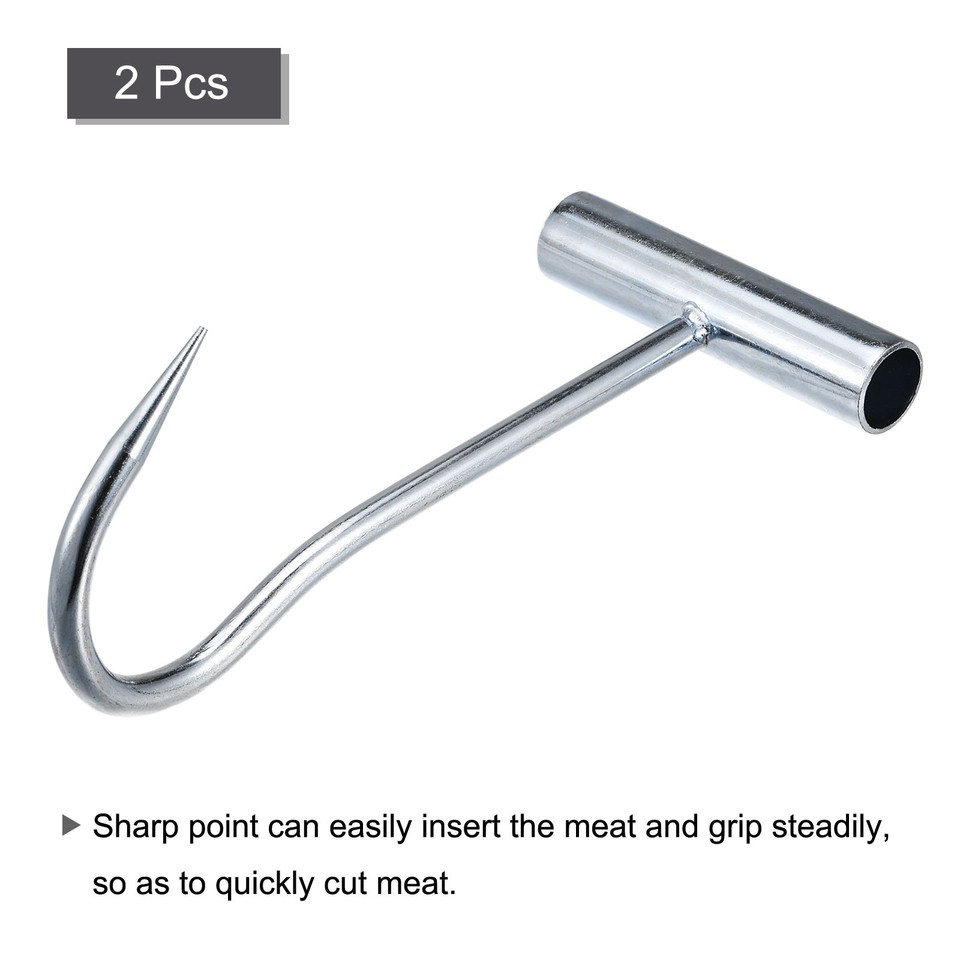 2Pcs 200mm T-Handle Meat Boning Hook, Galvanized T Hooks for Kitchen ...