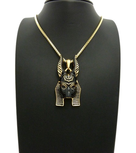NEW EGYPTIAN ANUBIS HEAD PENDANT & 3mm/24" BOX CHAIN HIP HOP NECKLACES ...