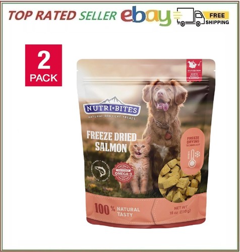 NutriBites Freeze-Dried Salmon Treats for Dogs & Cats 18 oz 2-Pack ...