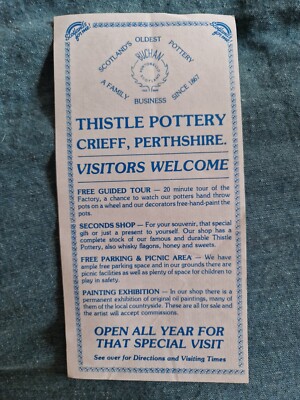 Vintage 1980's Thistle Pottery Crieff Perthshire Flyer | eBay UK