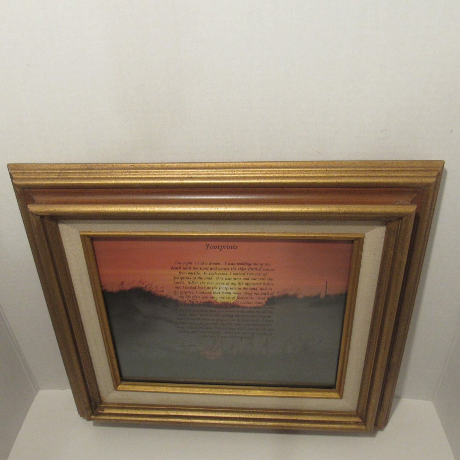 Copper Framed FOOTPRINTS Inspirational Poem Overshadows Rustic Orange ...