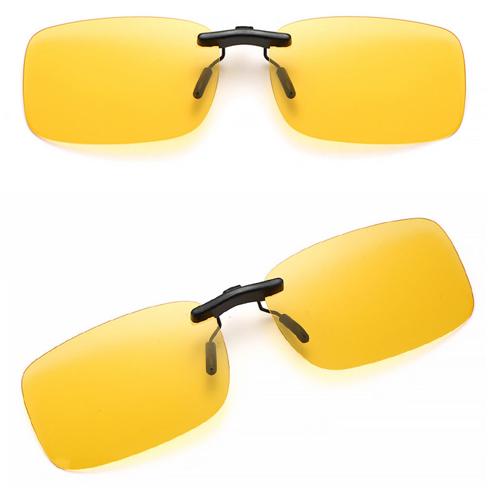 Night Vision Driving Glasses Clip On Flip Up Reduce Glare HD Lens UV400 ...