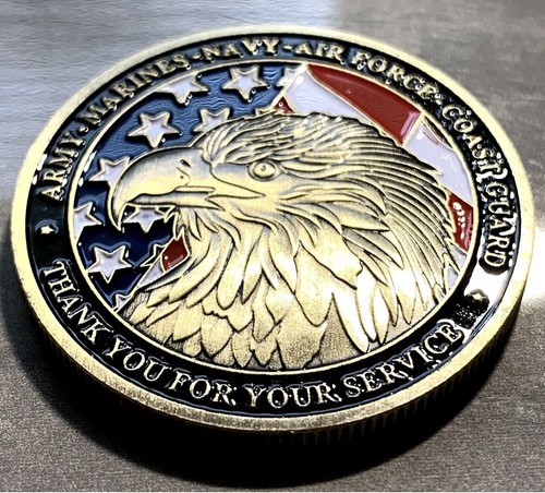 US Military Eagle Challenge Coin "THANK YOU" ARMY-NAVY- AIR FORCE COAST ...