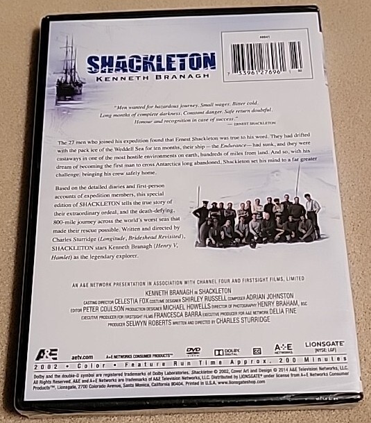 NEW Shackleton (DVD, 2002) A&E, 2-Disc, Kenneth Branagh, SEALED, NIB ...