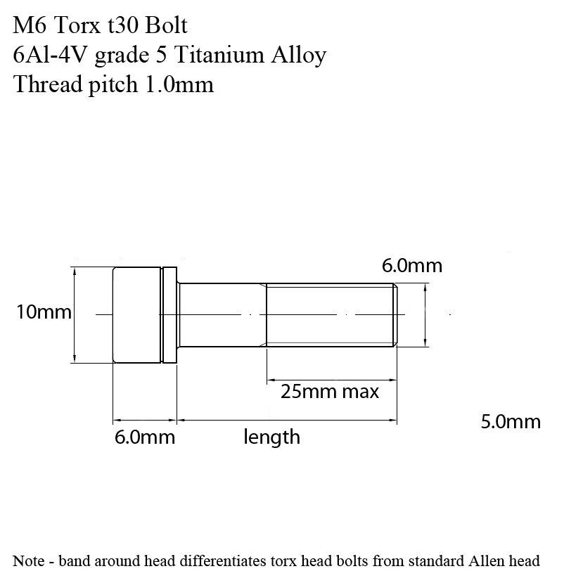 M6 Titanium 15mm Torx 15 T30 bolt grade 5 machine screw cap CNC head x ...