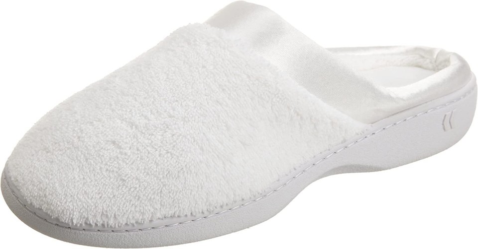 Isotoner Women's Microterry PillowStep Satin Cuff Clog Slippers - 96000 ...