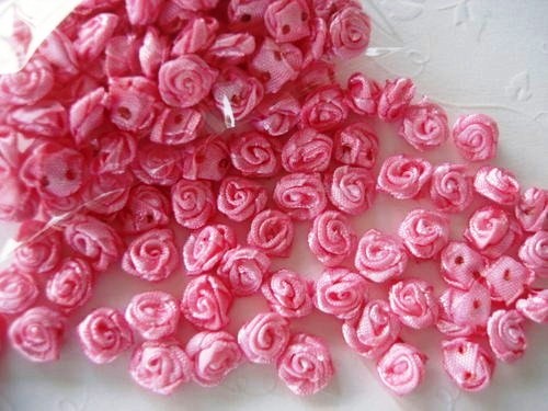 100 Mini Satin Ribbon Rose Flower 8mm/wedding/sewing/trim/bow/craft ...