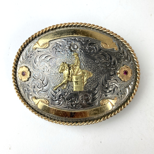 Barrel Racing Western Rodeo Horse Vintage Montana Silversmiths Oval ...