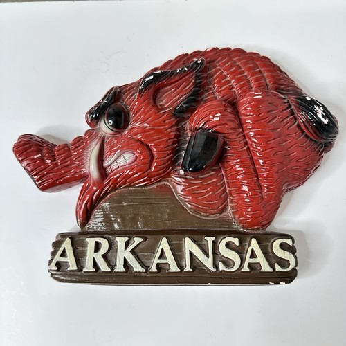 Vtg Rare HTF 1960s ARKANSAS RAZORBACKS Football Hog Chalkware Wall ...